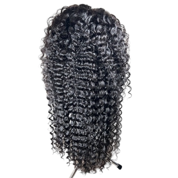 Hair | Natural Black Human Hair Deep Wave 13x6 Lace Frontal 3 Inch Wig ...